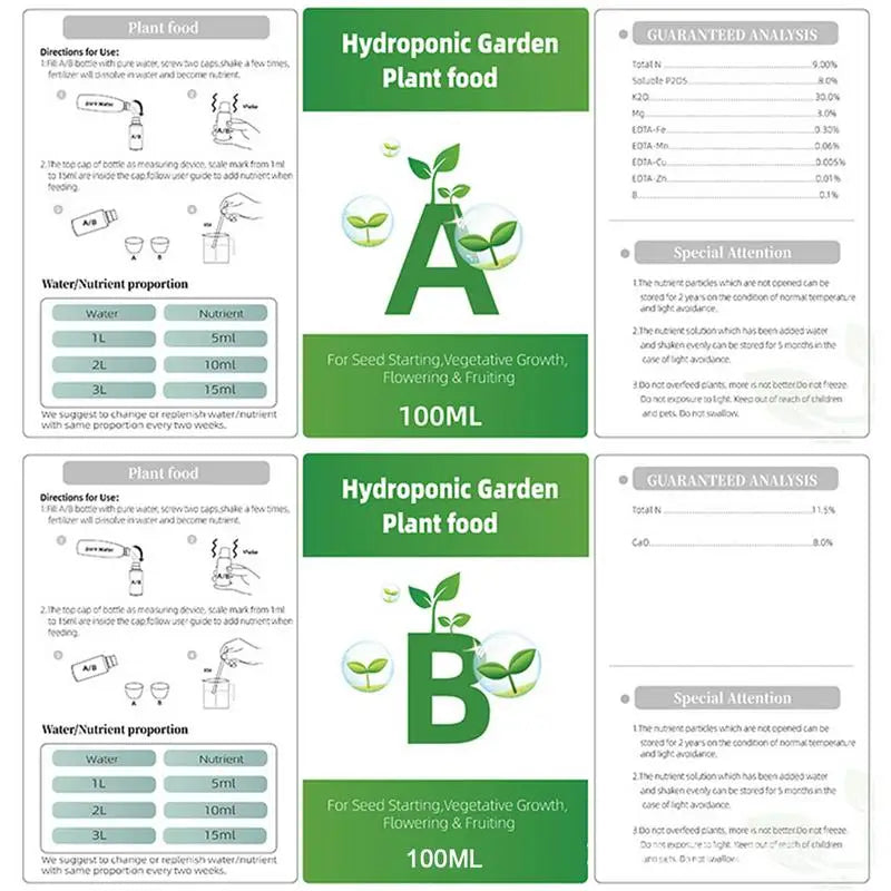 2Pcs/Box General Hydroponics Nutrients A and B for Plants Flowers Vege ...