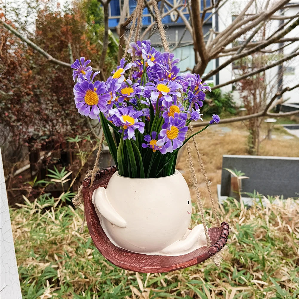 Flower Pot Wall Planter Pot Creative Swing Face Resin Cute Plant Succu ...