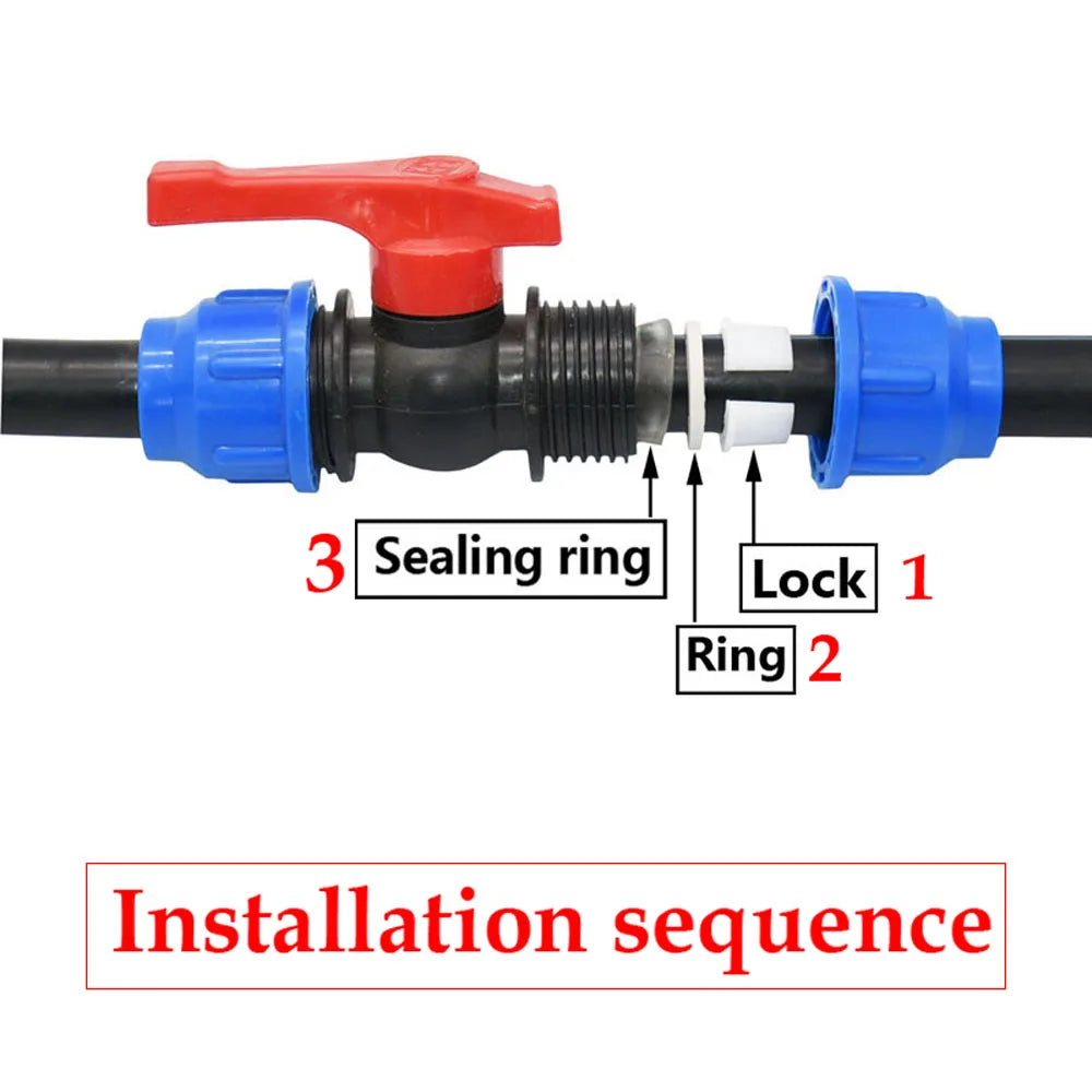 20/25/32/40/50/63mm Plastic PE Tube Tap Water Splitter Quick Valve Con ...