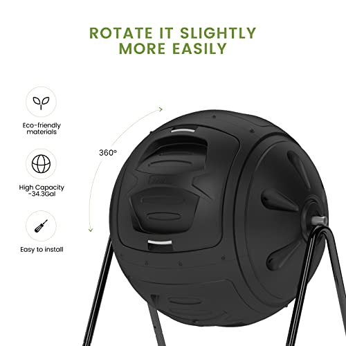 SQUEEZE master Light Weight Spherical Compost Bin Tumbler Outdoor Gard ...