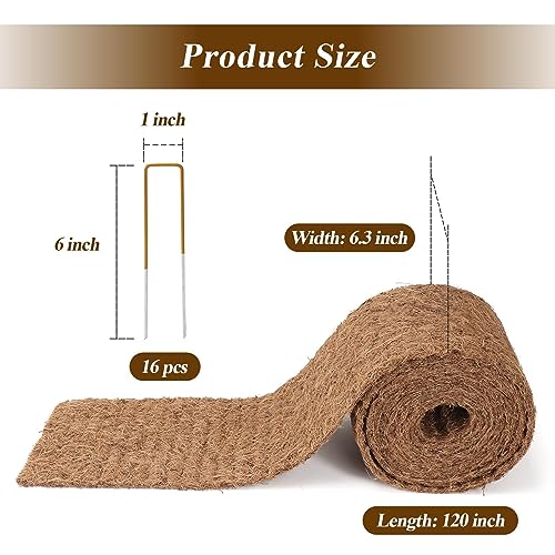 Natural Mulch for Landscaping 120" X 6.3", Coconut Fiber Mulch Mat Rol ...